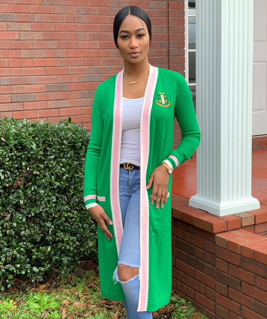 AKA Long Green Cardigan| Fashionably Greek