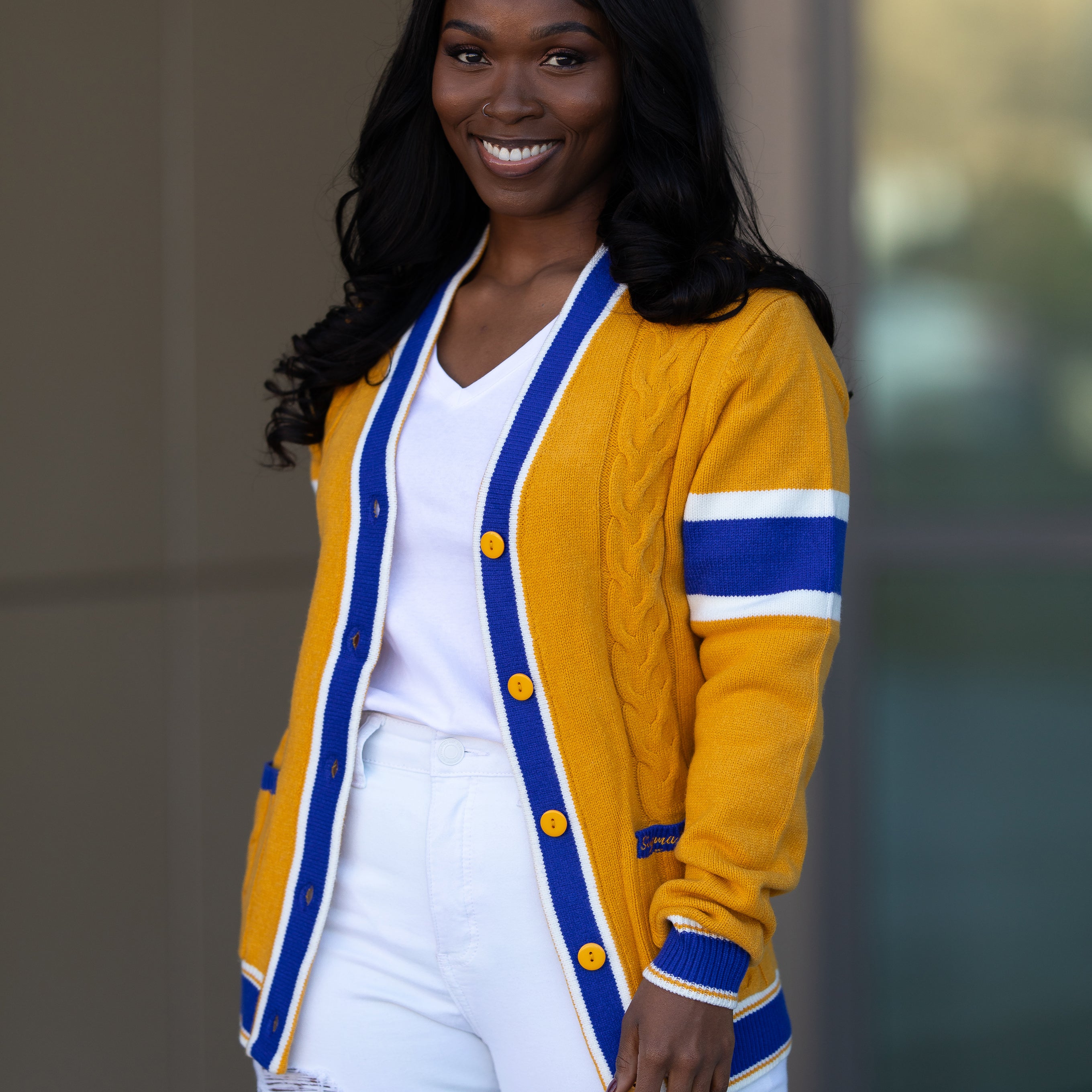 SGRHO Cable Knit Cardigan – Fashionably Greek